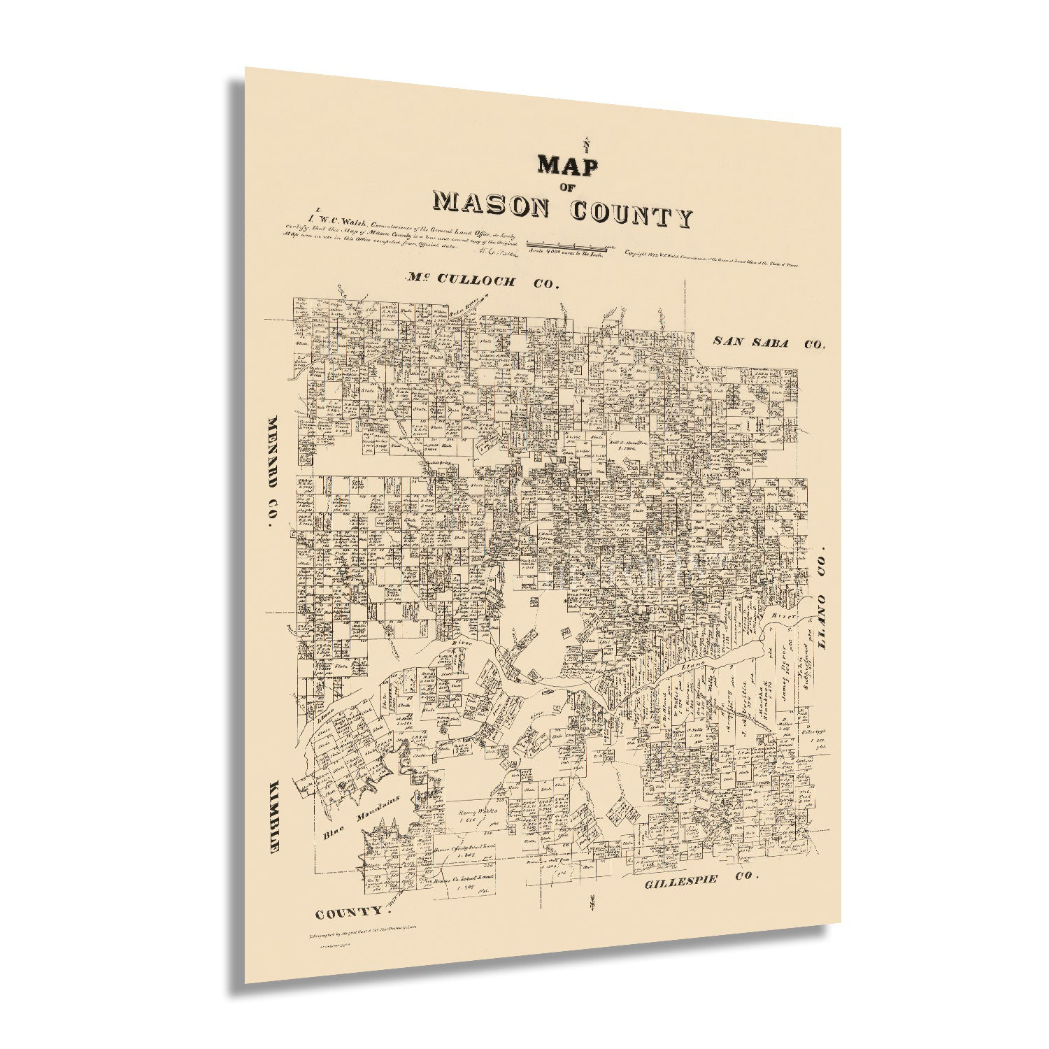 Williston Forge 1879 Mason County Texas Map On Paper Print | Wayfair